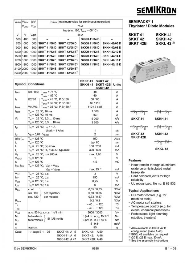SKKT-41,42,42B-SKKH-41,42-SKKL-42 | Semikron de México, S.A. de C.V.